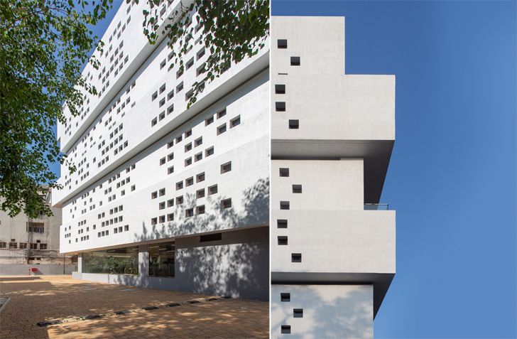 Cantilevered cuboid volumes create a sculptural office building in ...